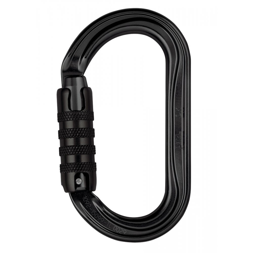 Moschettone ovale con ghiera PETZL OK Nero - Rope & Work